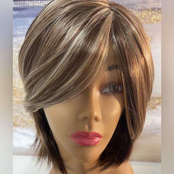 Hair | Hair 12 Bob Long Swoop Bangs Brown Highlighted | Poshmark